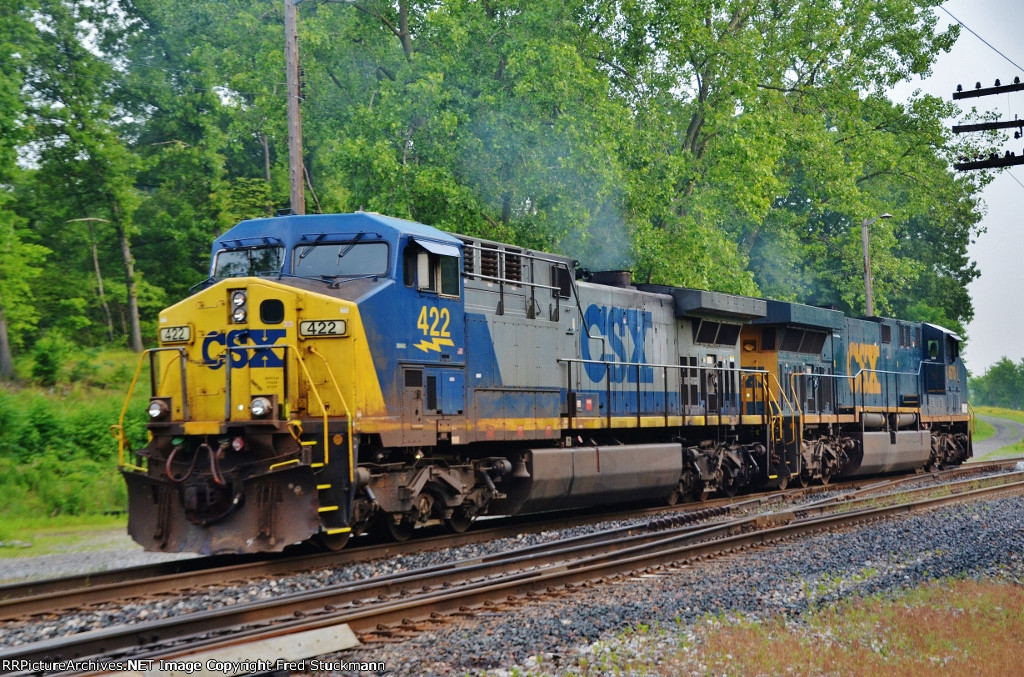 Backing toward the units and their train.